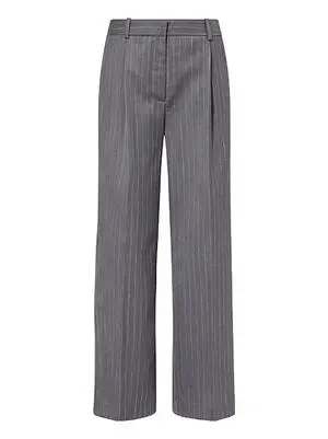 ANINE BING Trent Pinstripe Wool Trousers - Multi