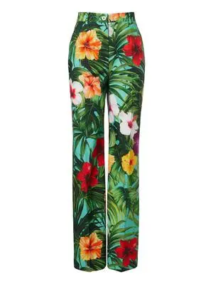 Dolce & Gabbana Floral Cotton Wide-leg Trousers - Multicoloured