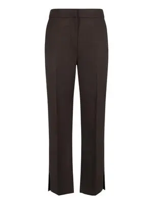 LOULOU STUDIO Cropped Trousers With Slit Hem - Choco