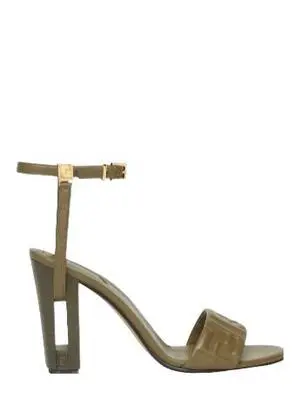 Fendi Nappa Leather Ff Embossed High-heeled Sandals - Green