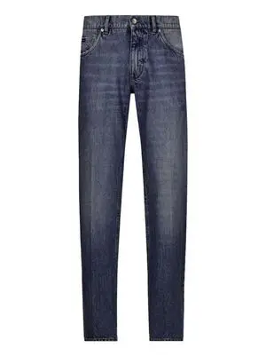 Dolce & Gabbana Dg Embroidered Stretch Cotton Jeans - Blue