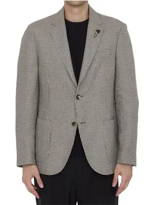 LARDINI Houndstooth Single-breasted Blazer - Gray