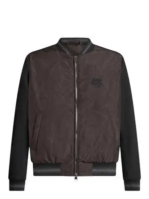 Etro Logo-embroidered Zip-up Bomber Jacket - Black