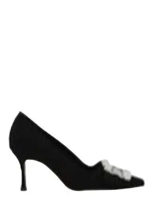 Manolo Blahnik Pointed Toe High Heels With Embellished Detail - Black