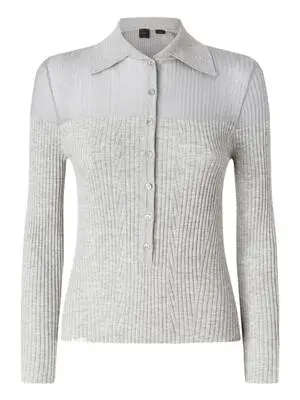 Pinko Pinko Ribbed Knit Polo Top White