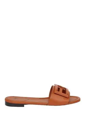FENDI Fendi FF Logo Plaque Open Toe Flat Sandals