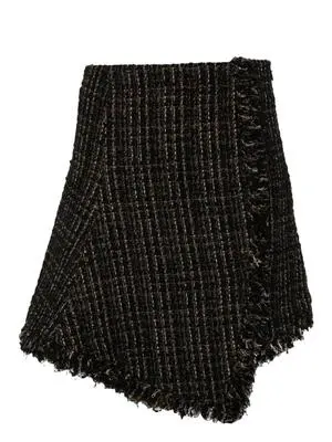 Sacai Asymmetrical Mini Skirt With Raw Edge Hem - Black