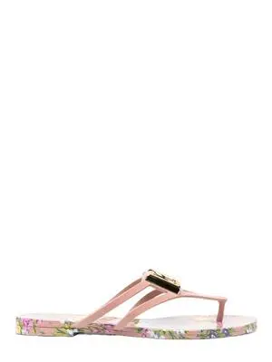 Dolce & Gabbana Logo Detail Floral Thong Flip Flops - Multicolor
