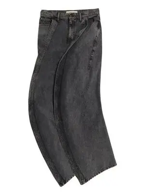 Y/project Draped Low-rise Wide-leg Jeans - Black
