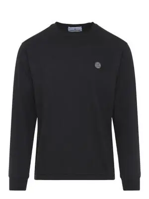 Stone Island Logo Detailed Crewneck T-shirt - Black