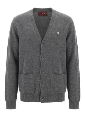 Gucci Double G Embroidered Cardigan - Grey