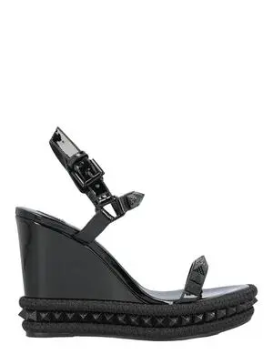 CHRISTIAN LOUBOUTIN Pyraclou Studded Wedge Sandals - Black