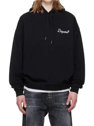 Dsquared2 Long-sleeved Hoodie With Embroidered Logo - Black