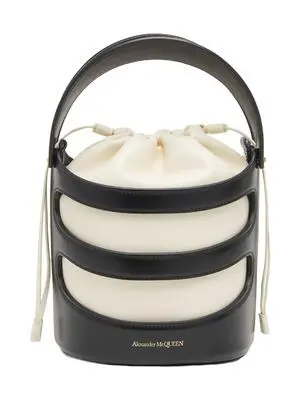 Alexander McQueen Logo Printed Drawstring Bucket Bag - Black