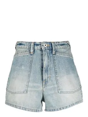 Kenzo Logo Patch Denim Shorts - Gray