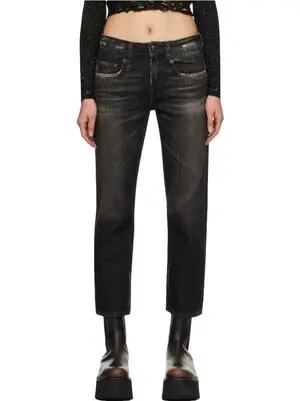 R13 Logo Denim Pants - Black
