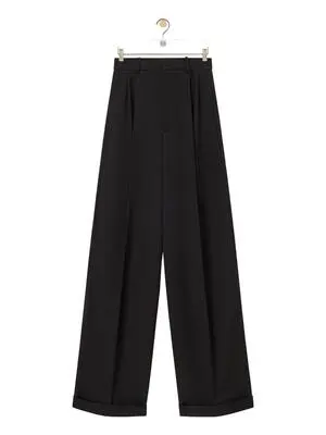 Loewe Pleated Cotton And Silk Trousers - Black