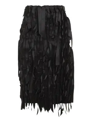 Prada Ribbon Embellished Asymmetric Hem Skirt - Black