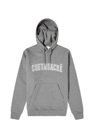 Ami Coeur Sacre Embroidered Drawstring Hoodie - Gray