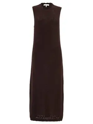 FRAME FRAME Sleeveless Knit Maxi Dress With Scalloped Hem Chocolate Brown