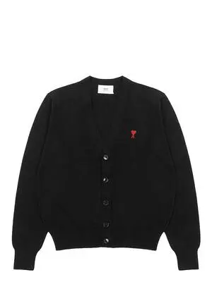 AMI Ami Paris Ami De Coeur Embroidered V-Neck Cardigan