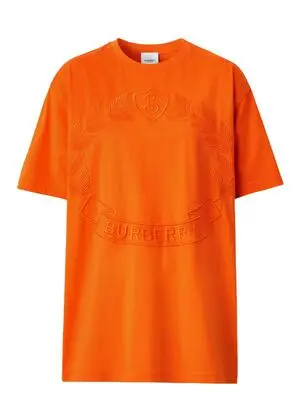 Burberry Embroidered Logo Crewneck T-shirt - Orange