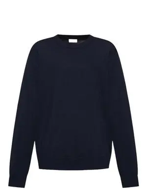 Dries Van Noten Long-sleeved Ribbed Sweater With Logo Detail - Black