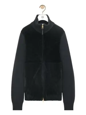 Loewe Shearling And Wool Zip-up Jacket - Black