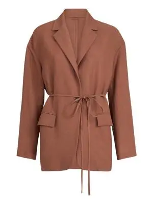 Brunello Cucinelli Tied-waist Buttoned Jacket - Firebrick