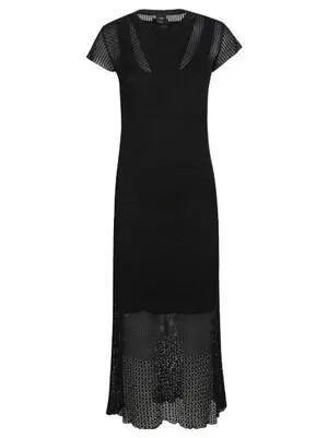 Pinko Monviso Perforated Motif Maxi Dress - Black