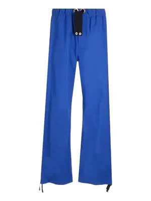 Versace Logo Embroidered Straight-leg Drawstring Trousers - Blue