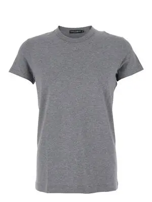 Dolce & Gabbana Dolce Gabbana Logo Embroidered Crewneck T-shirt - Gray