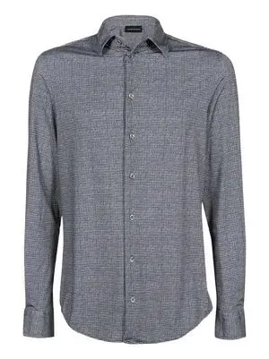 Emporio Armani Micro-pattern Long-sleeve Shirt - Gray