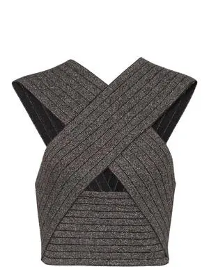 Balmain Striped Knit Sleeveless Top With Back Zipper - Black