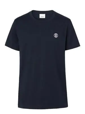 Burberry Logo Embroidered Crewneck T-shirt - Black