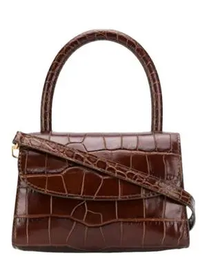 By Far BY FAR Crocodile-Embossed Top Handle Bag Brown