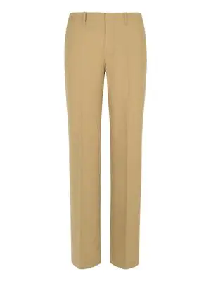 Closed Pleated Straight-leg Pants - Beige