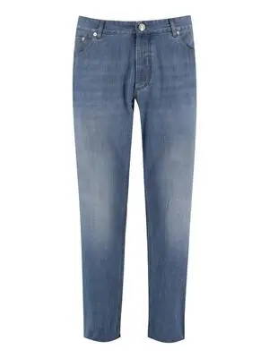 Brunello Cucinelli Jeans With Logo Patch - Blue
