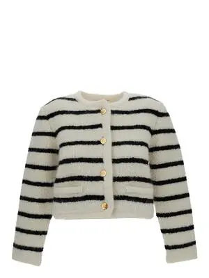 Celine Marinière Cardigan Jacket In Wool - Gray