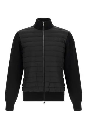 Moncler Quilted High Neck Zip-up Jacket - Black