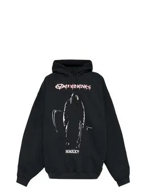 Vetements Graphic Print Cotton Hoodie - Black