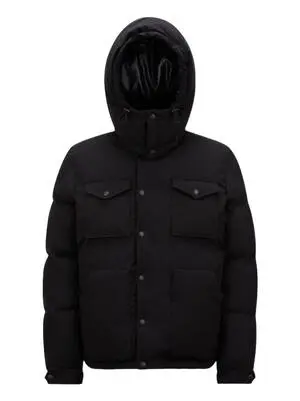 Moncler Logo Patch Hooded Down Jacket - Black