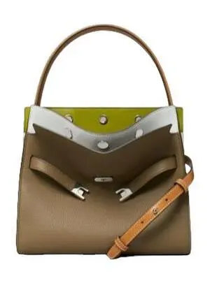 Tory Burch Small Lee Radziwill Double Tote Bag - Mushroom Ash
