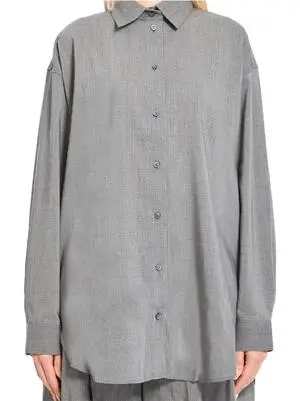 Jacquemus Long-sleeve Shirt With Button Closure And Curved Hem - Gray