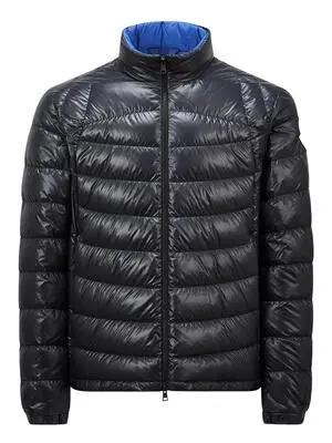 Moncler Galeso Zip-up Down Jacket With Logo Patch - Black
