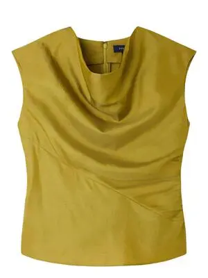 Soeur Eclat Cowl Neck Ruched Blouse - Brown