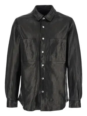 Rick Owens Buttoned Leather Jacket - Black