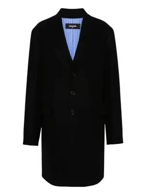 Dsquared2 Single-breasted Notched Lapel Coat - Black