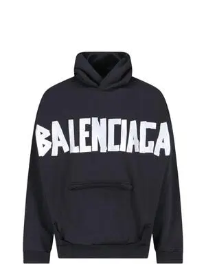 Balenciaga Balenciaga Vintage Effect Logo Hoodie Black