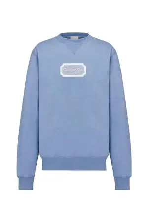 Dior Crewneck Sweatshirt With Logo Patch - Blue